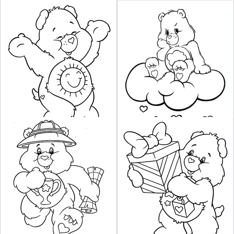 Care Bear Printable Coloring Pages- - Etsy