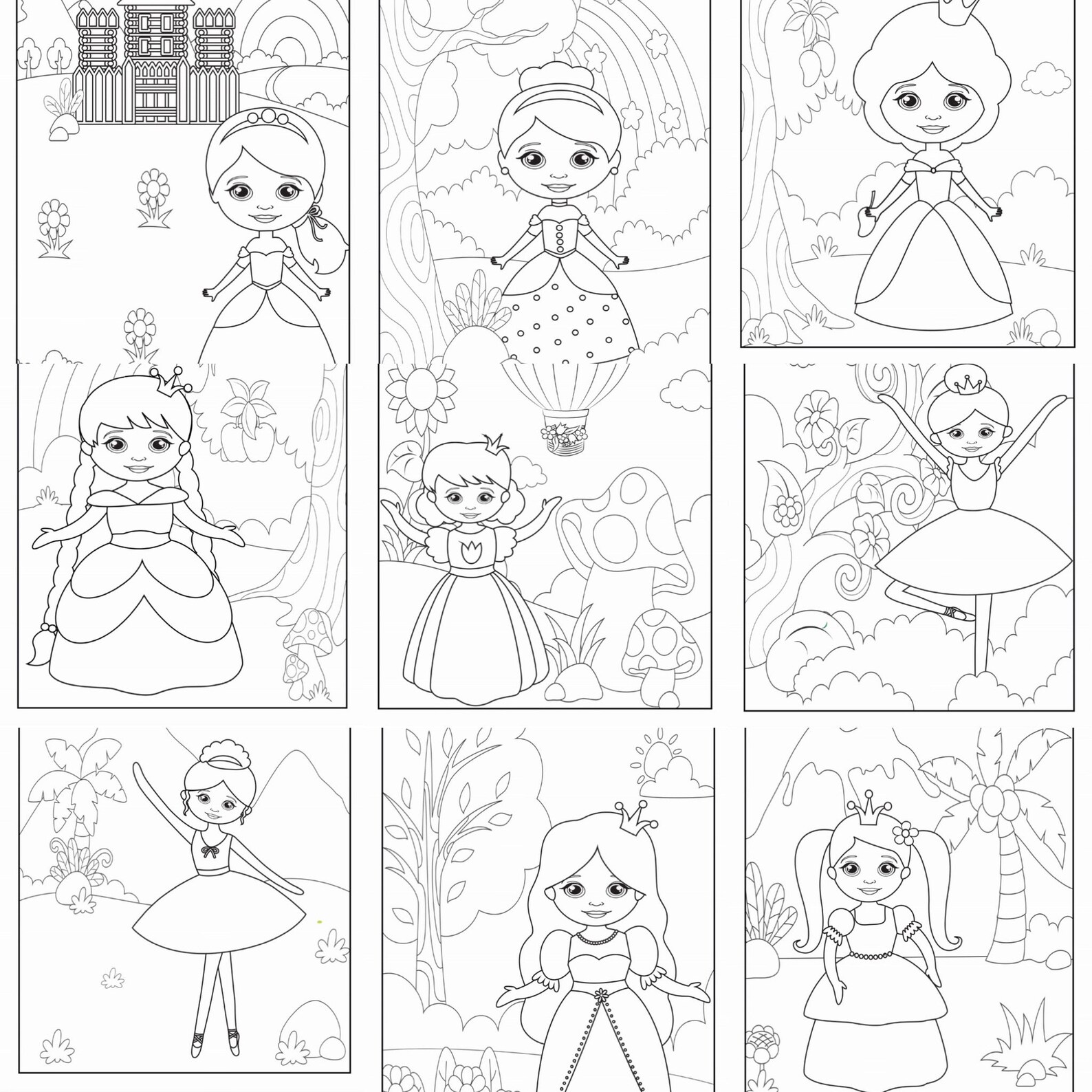 Printable Princess Coloring Pages Cute Girl Coloring Sheets Princess ...
