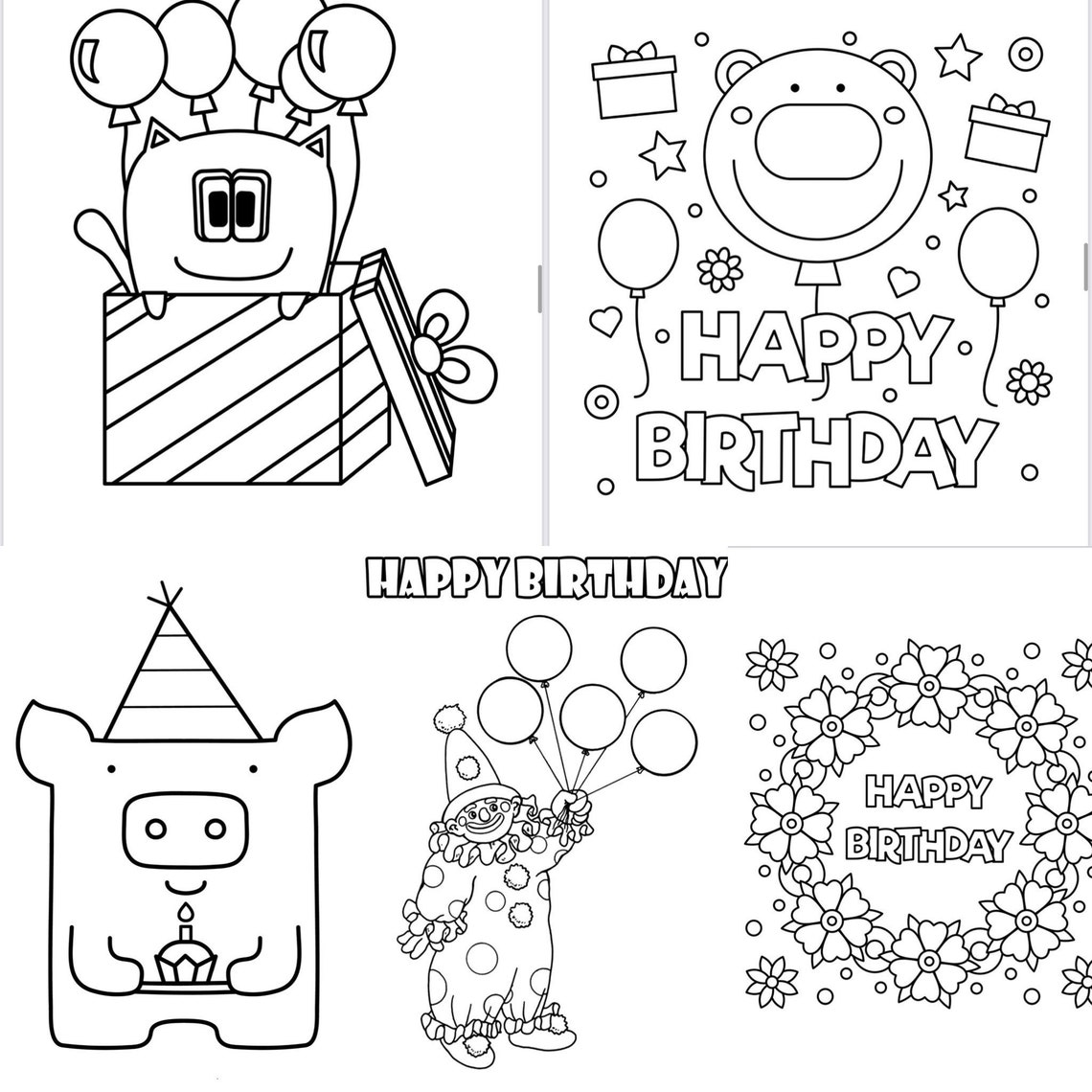 Happy Birthday 40 Printable Coloring Pages-fun Activity for Kids ...
