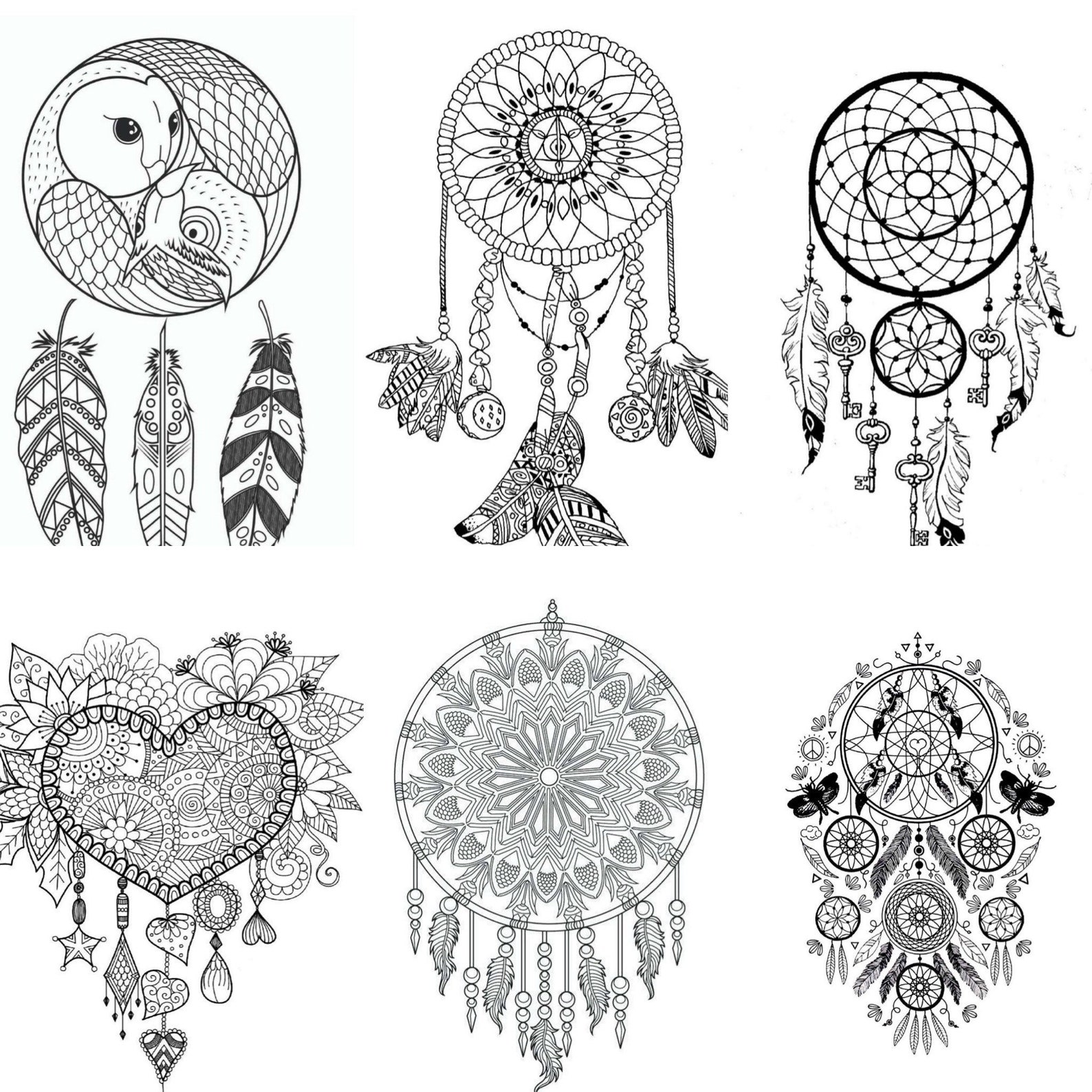 Dream Catcher Printable Coloring Pages-instant Download-adult and Teen ...