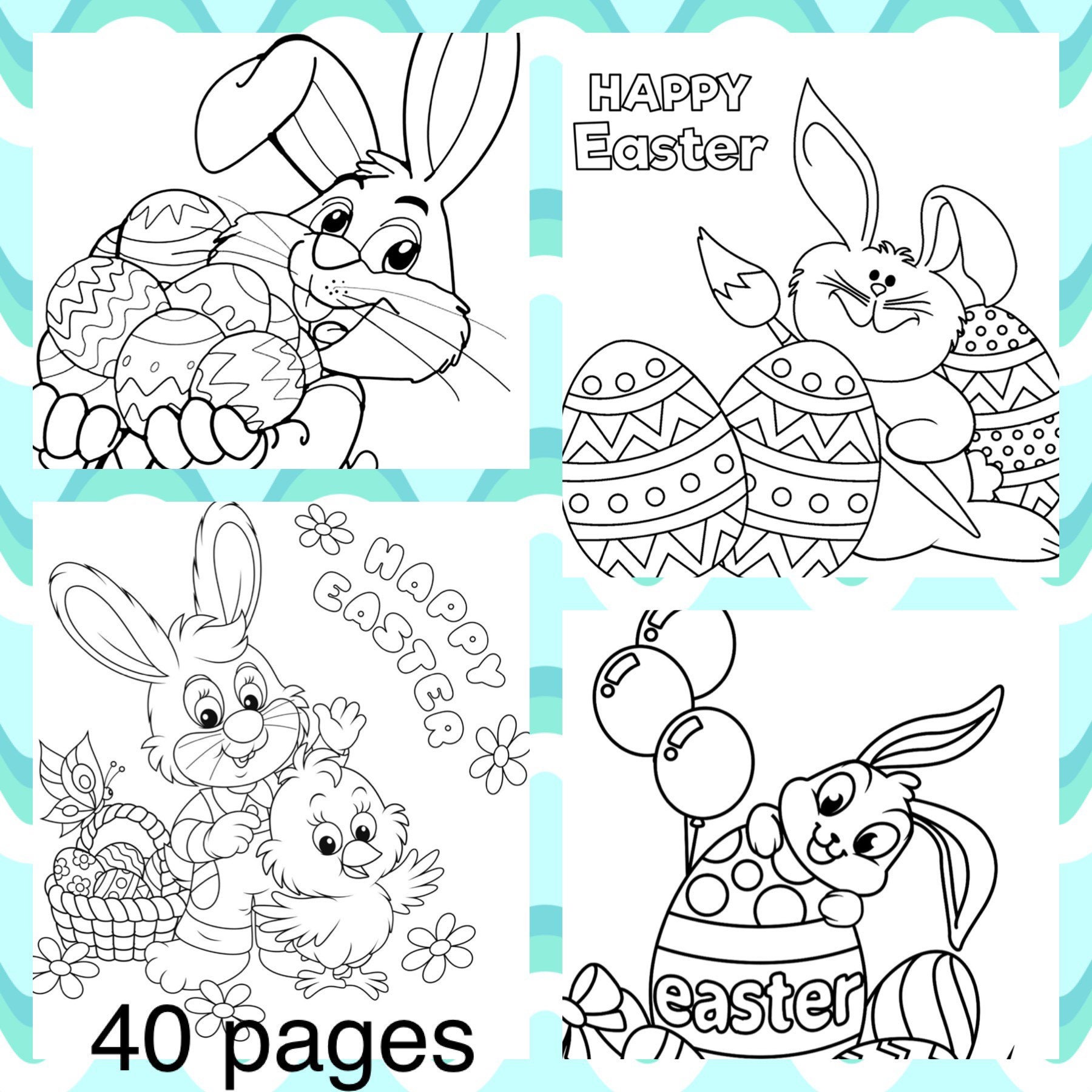 Easter 40 Printable Coloring Pages for Kids-instant Download-cartoon ...