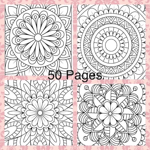 Square Mandalas 50 Printable Coloring Pages-instant | Etsy Canada