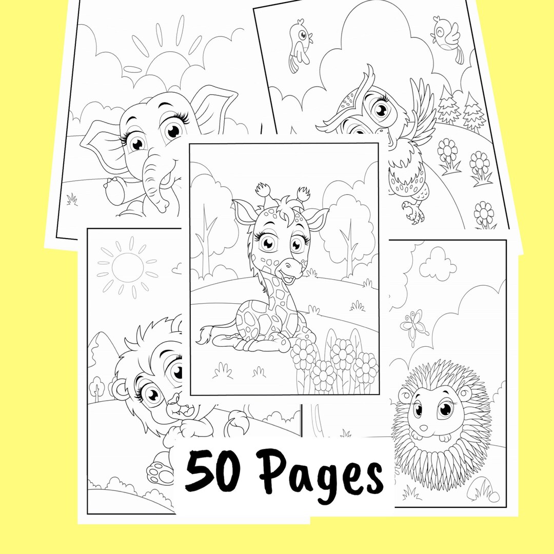 Jungle Animals Coloring Pages - Zoo Animal Art Printable Coloring ...