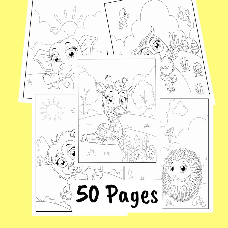 Jungle Animals Coloring Pages - Zoo Animal Art Printable Coloring ...