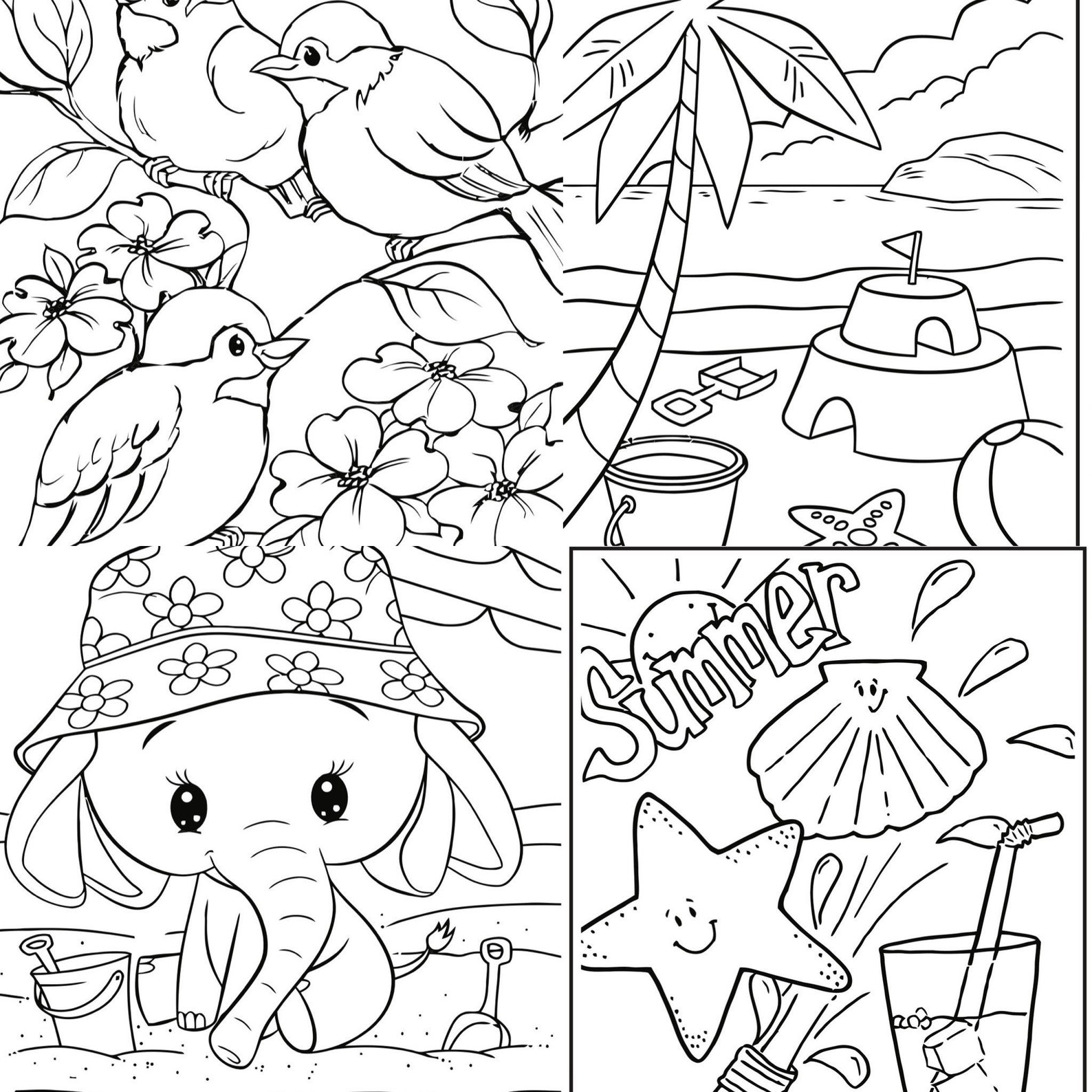 Seasons Summer Printable Coloring Pages-instant Download - Etsy