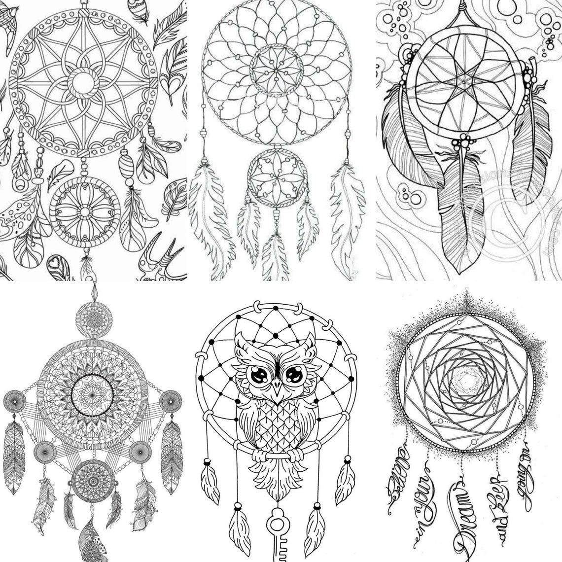 Dream Catcher Printable Coloring Pages-instant Download-adult - Etsy