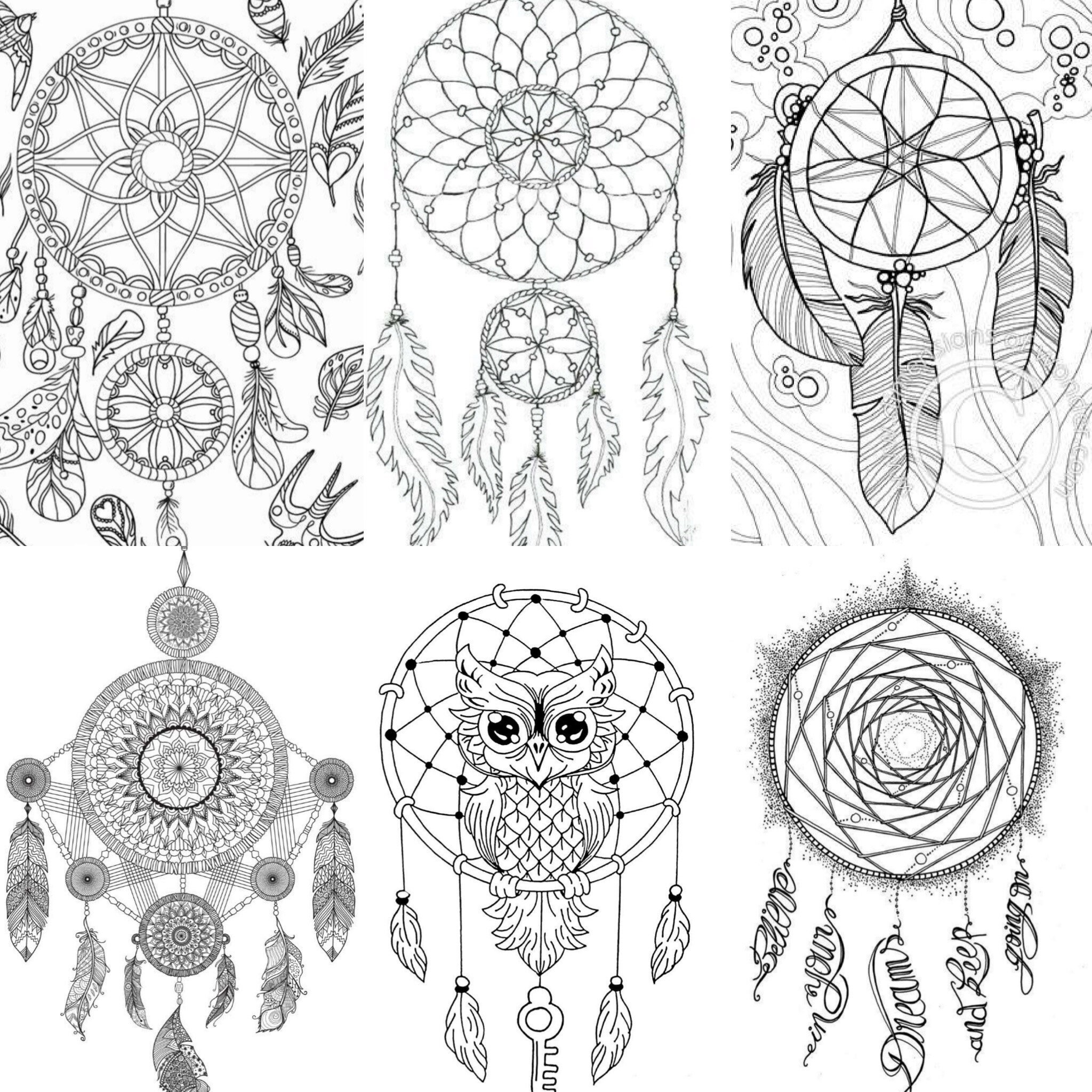 Dream Catcher Printable Coloring Pages-instant Download-adult and Teen ...