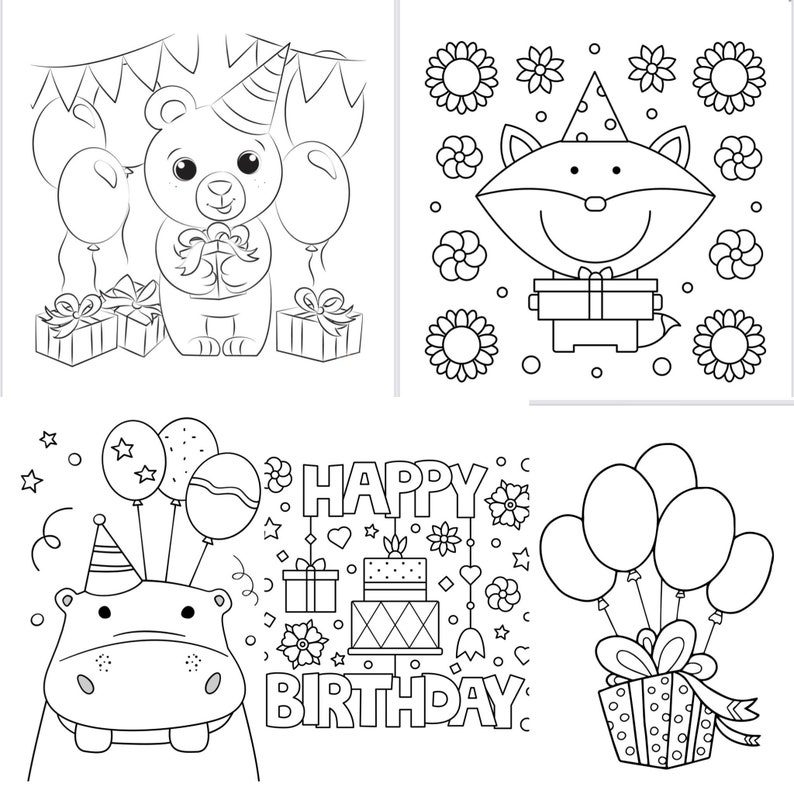 Happy Birthday 40 Printable Coloring Pages-fun Activity for Kids ...