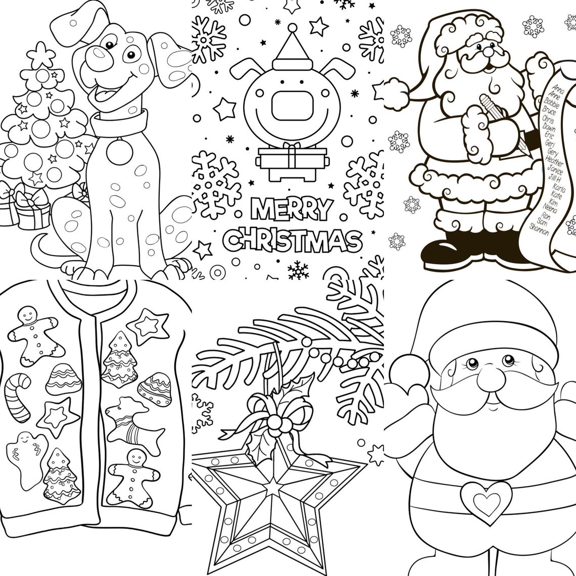 Christmas Printable Coloring Pages for Kids-holiday Activity | Etsy