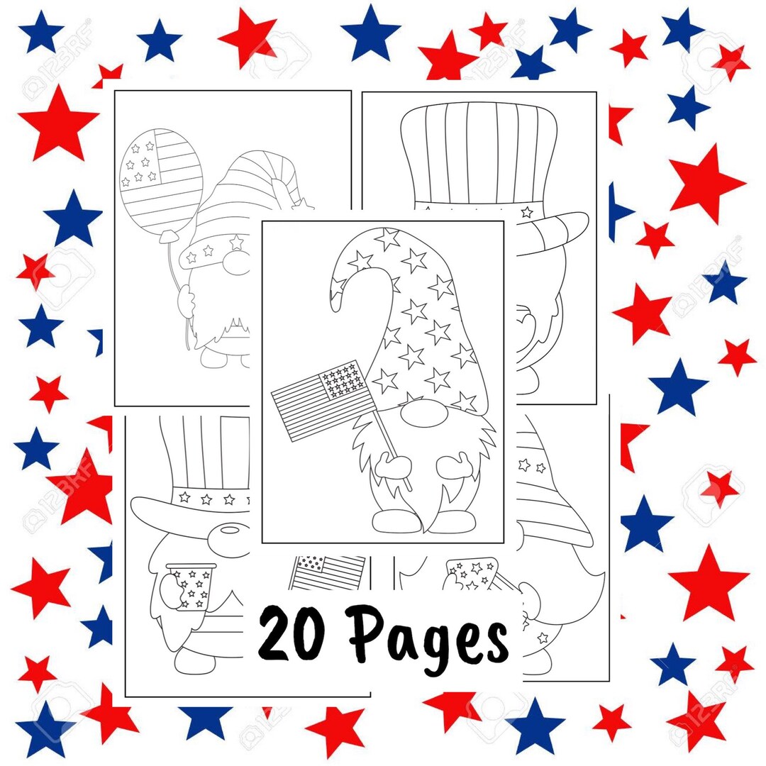 Fourth of July Independence Day Gnomes Coloring Pages for Children ...