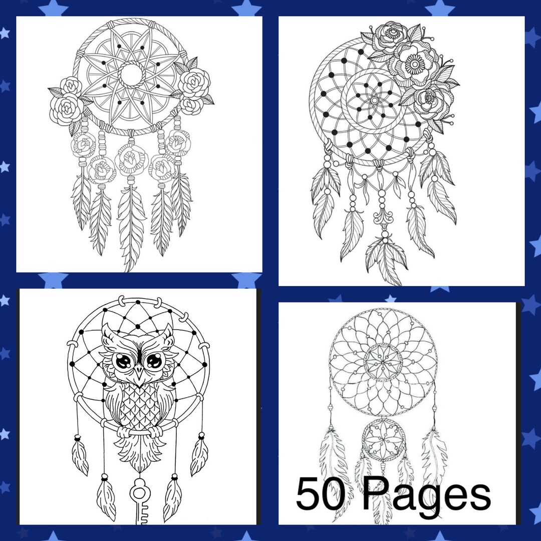 Dream Catcher Printable Coloring Pages-instant Download-adult and Teen ...