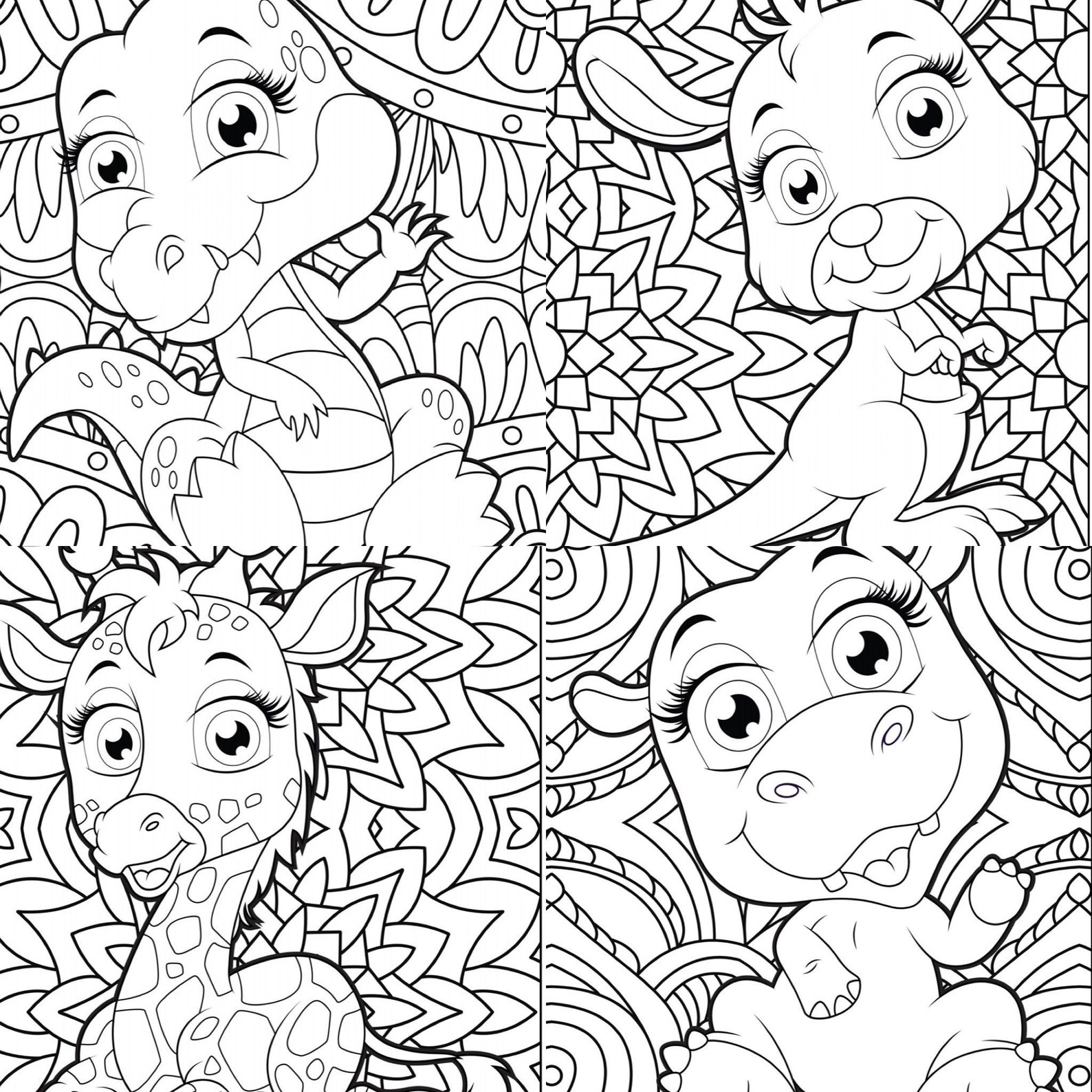 Zentangle Cute Animals Printable Coloring Pages-instant Download-fun ...