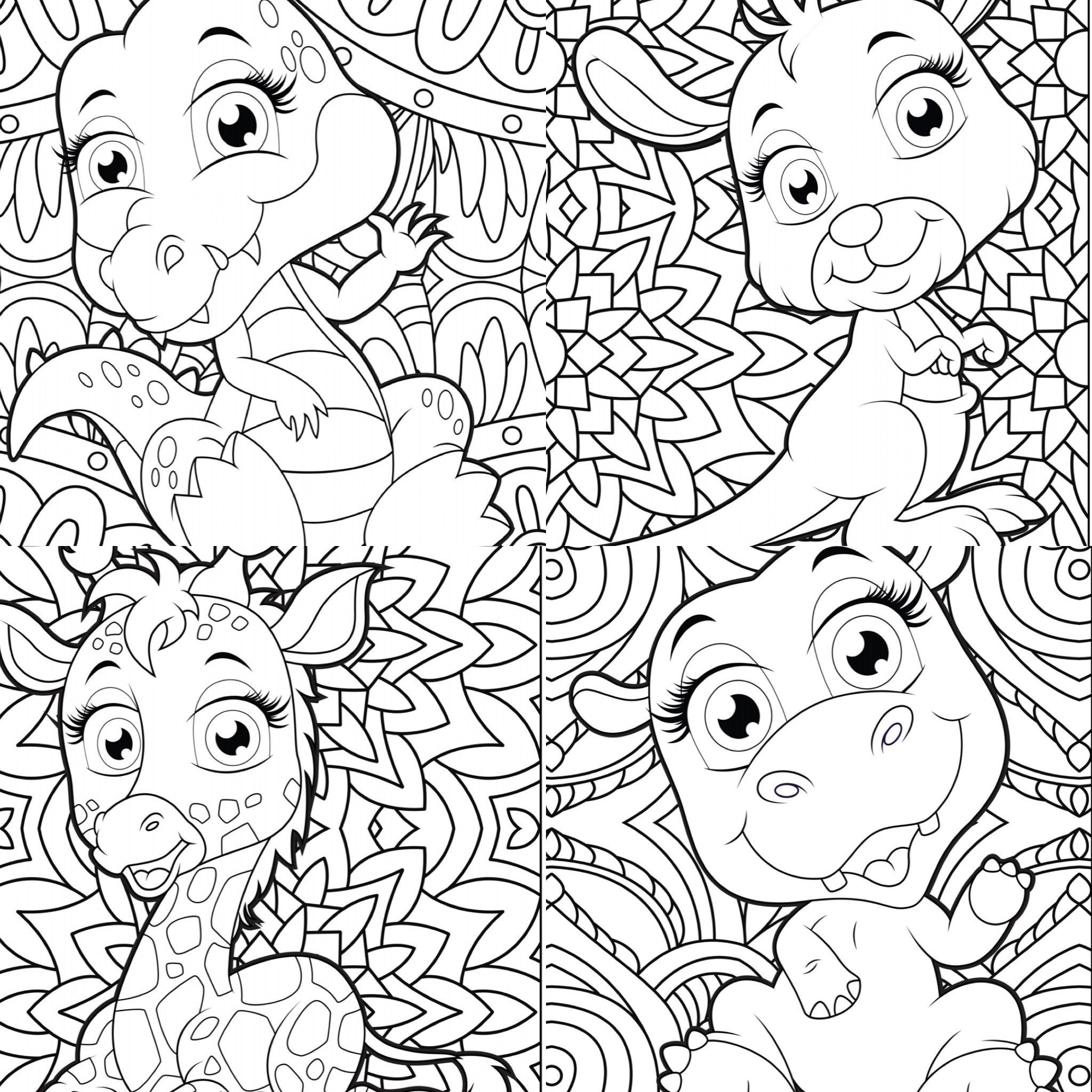 Zentangle Cute Animals Printable Coloring Pages-instant - Etsy