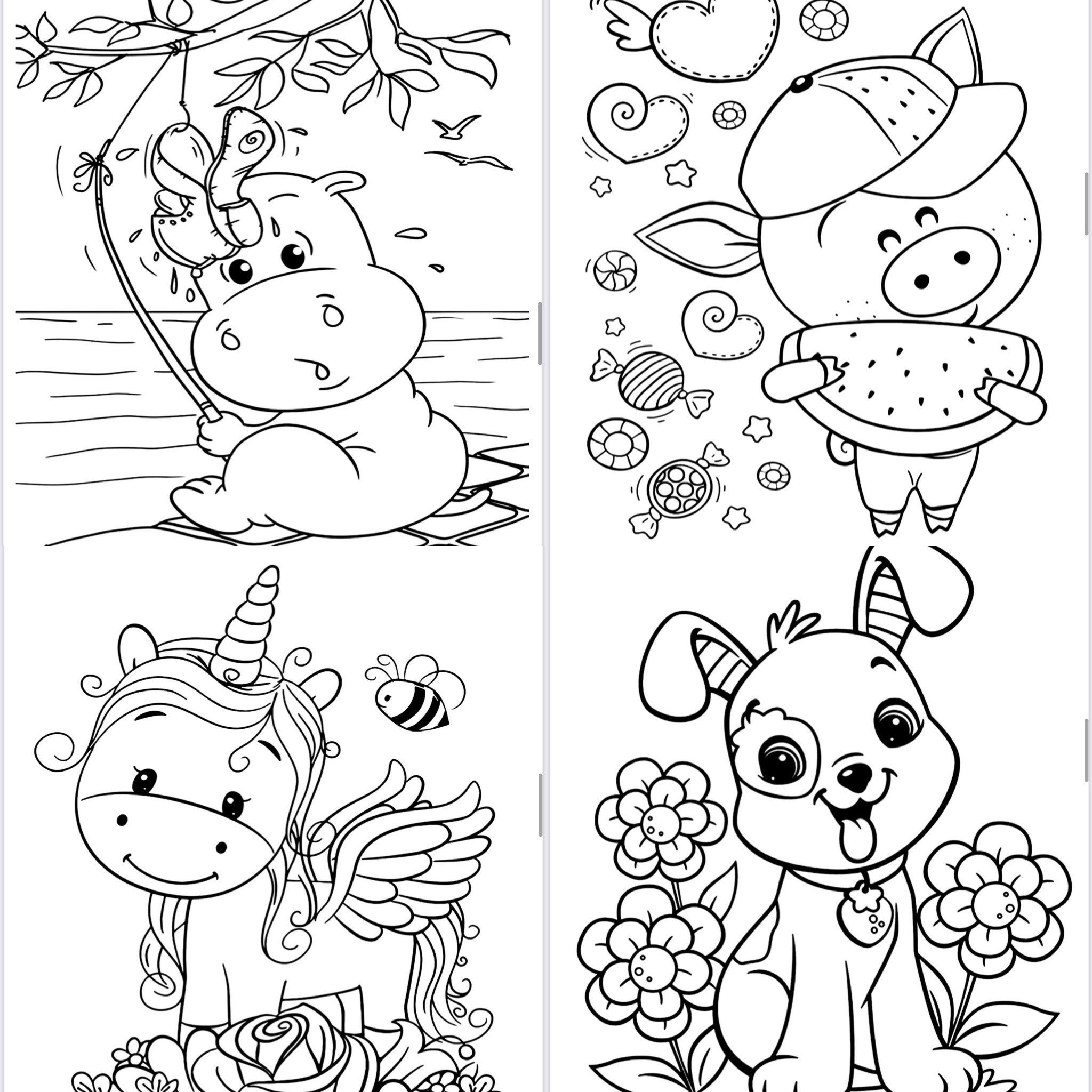 Adorable Animal 24 Printable Coloring Pages-instant Download-fun Kids ...
