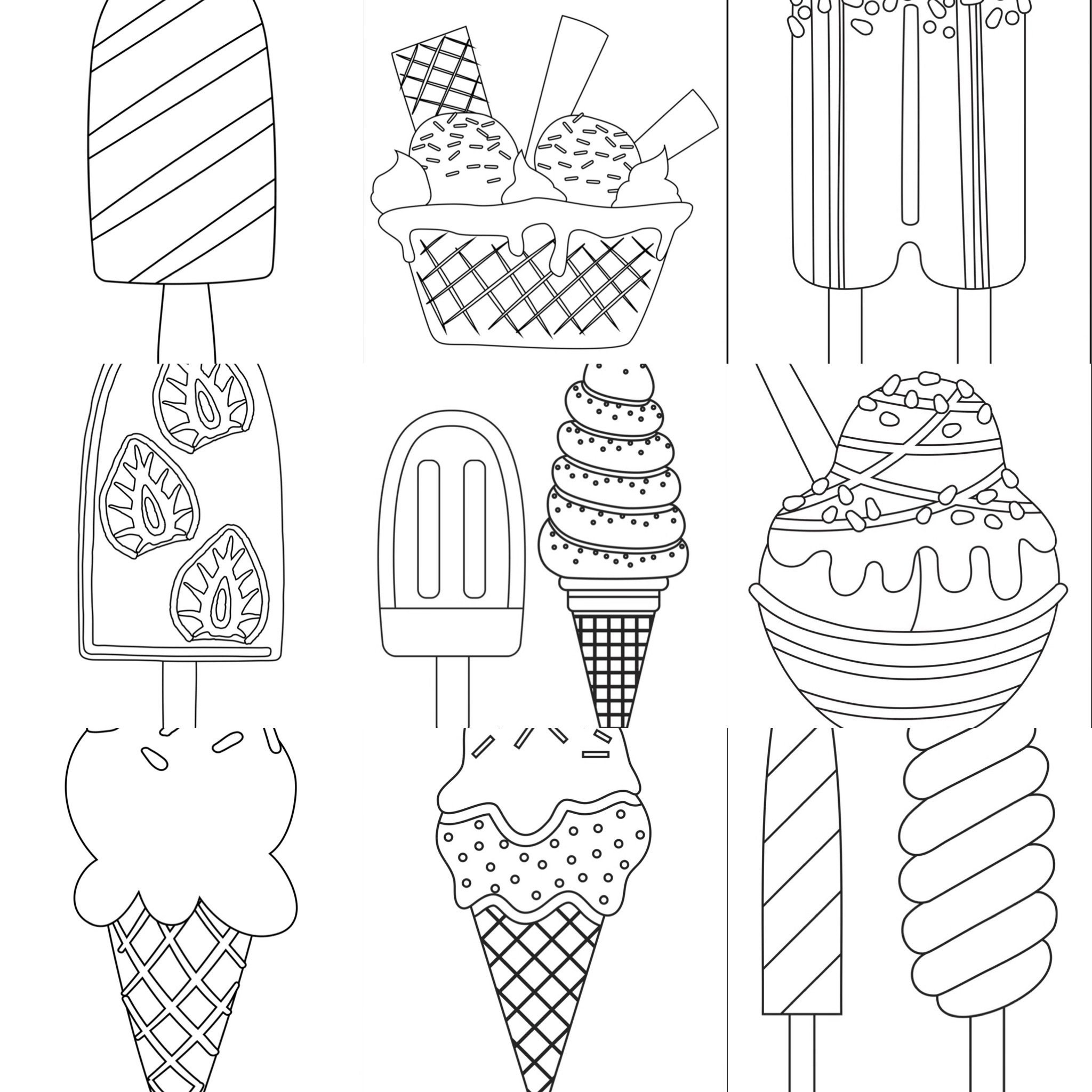 Kawaii Ice Cream Kids Coloring Pages - Ice Cream Anime Art Printable ...