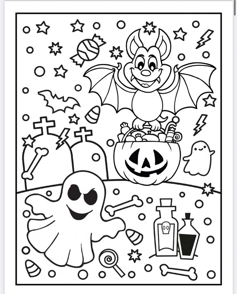 Halloween 50 Printable Coloring Pages-instant Download-holiday Coloring ...