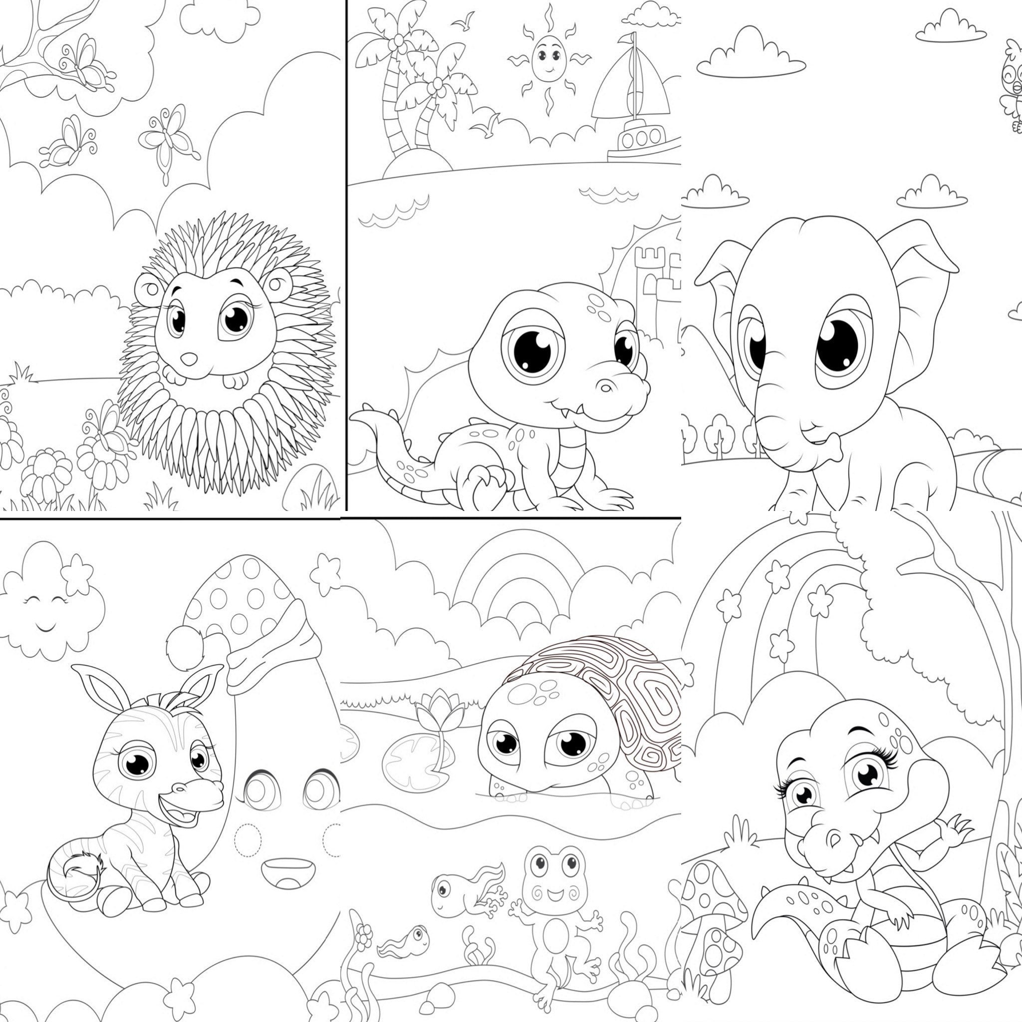 Baby Animals Printable Coloring Pages- - Etsy