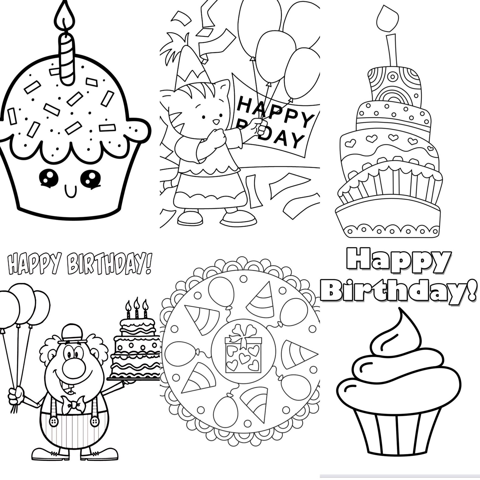 Happy Birthday 40 Printable Coloring Pages-fun Activity for Kids ...