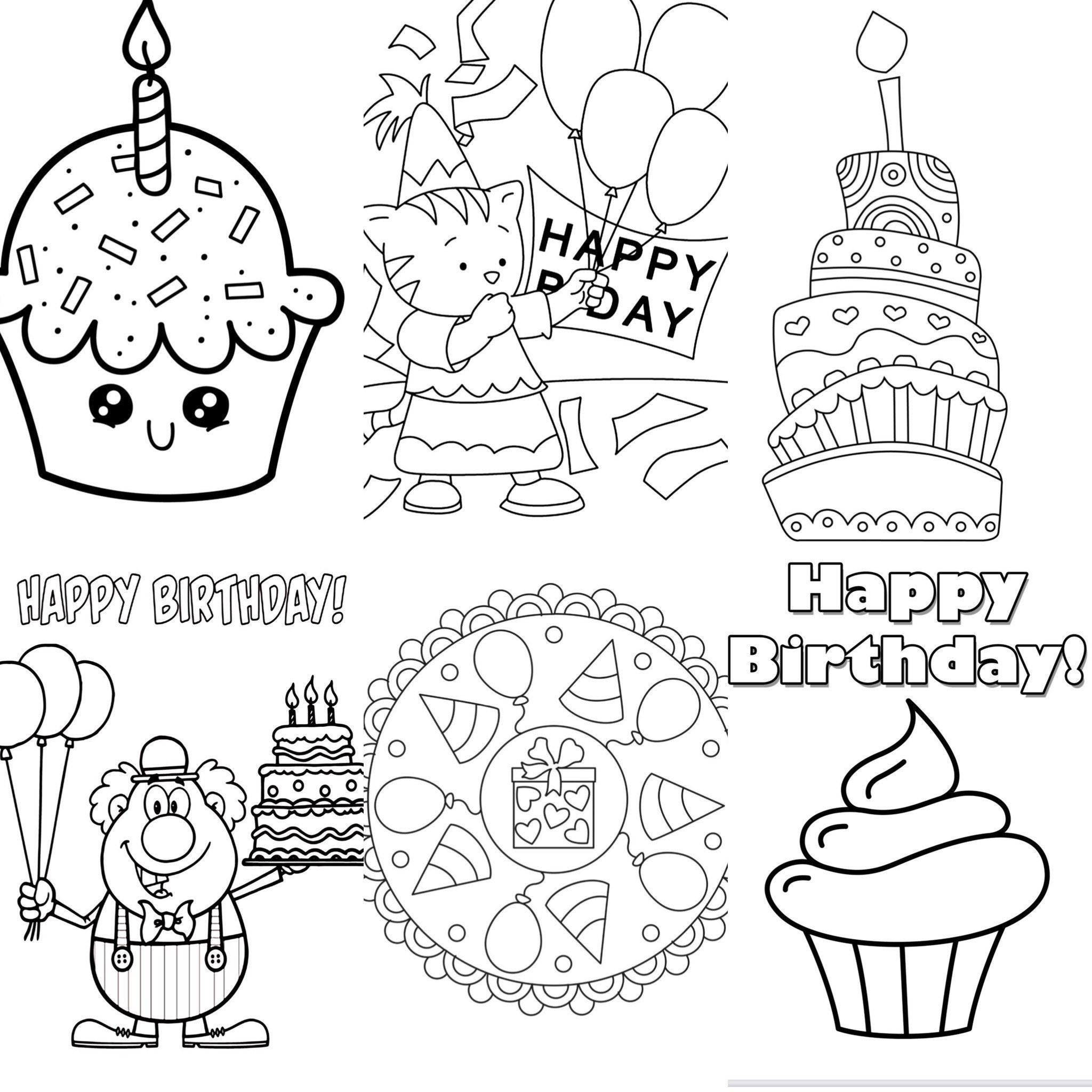 Happy Birthday 40 Printable Coloring Pages-fun Activity for Kids ...