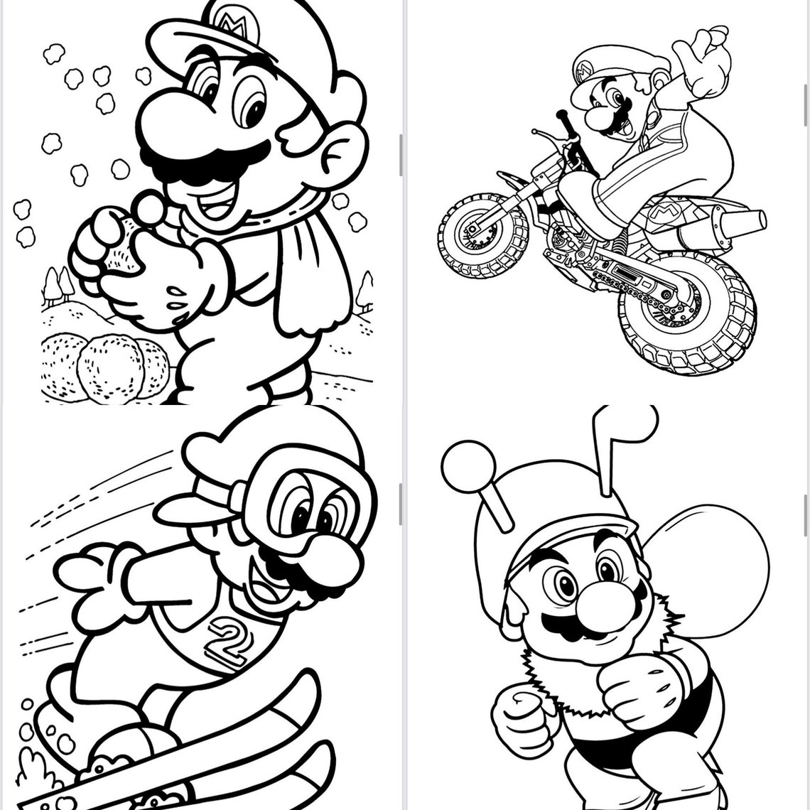 Mario Brothers Printable Coloring Pages-instant Download-cartoon ...