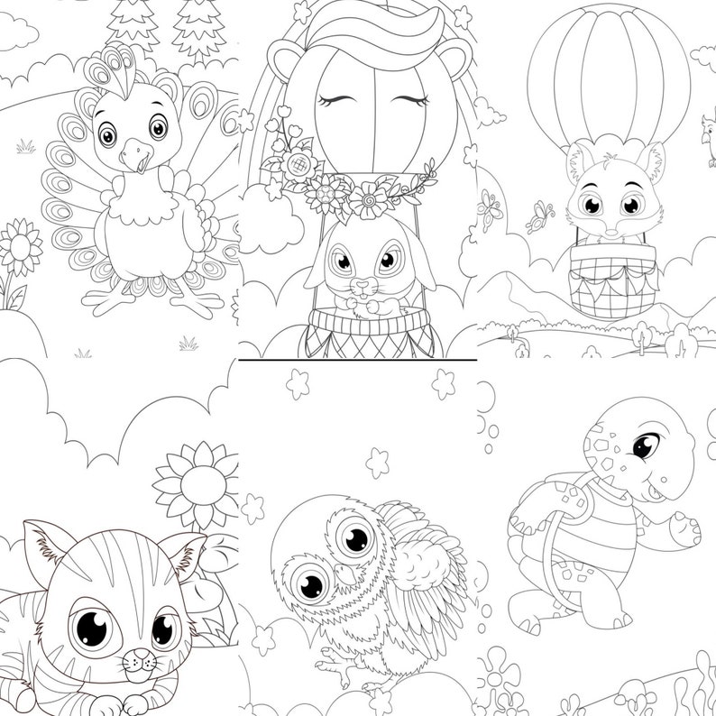 Baby Animals Printable Coloring Pages- - Etsy