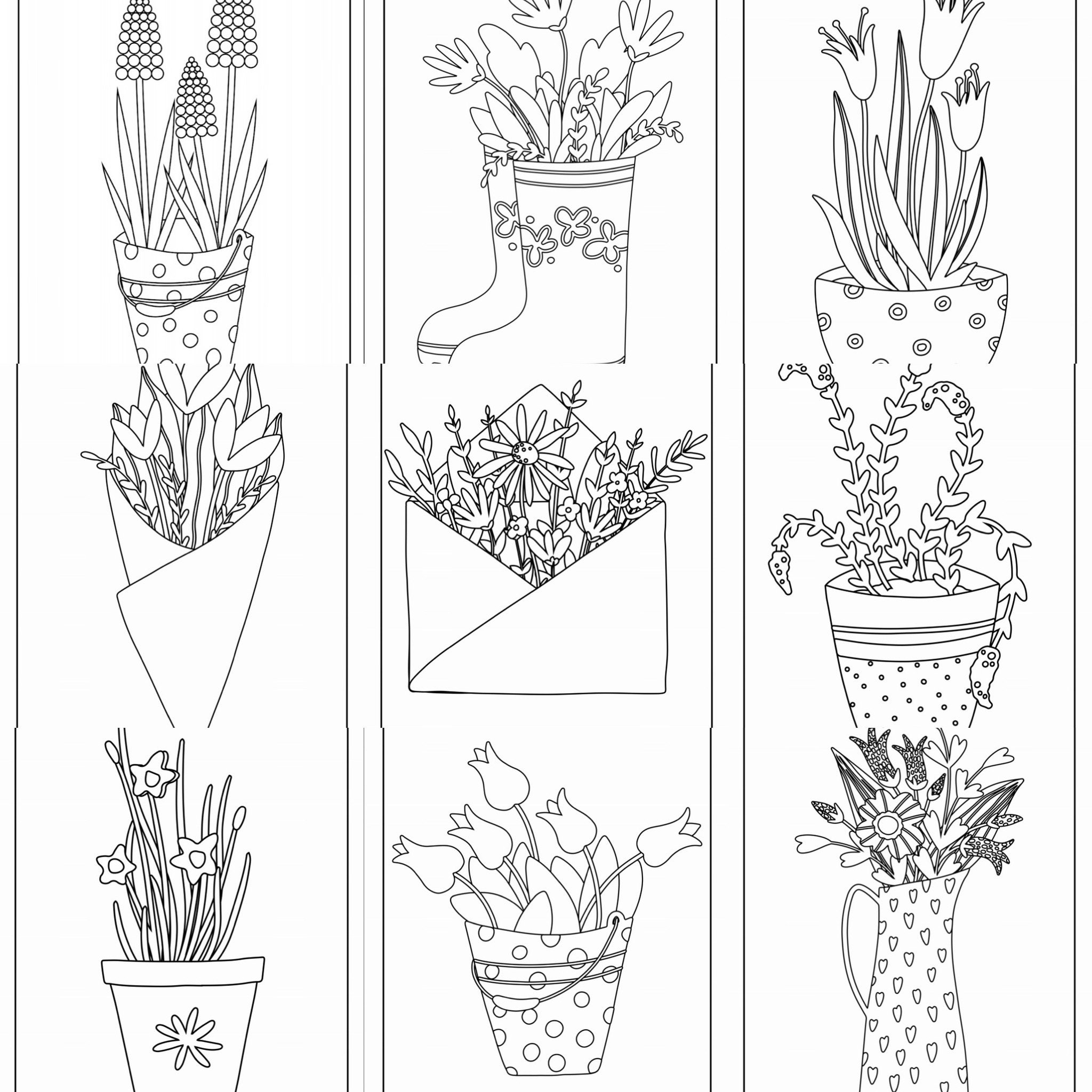 Flower Line Art Coloring Pages Flower Artwork Kids Printable Coloring ...