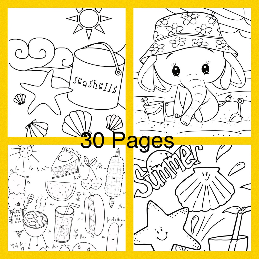 Seasons Summer Printable Coloring Pages-instant Download- - Etsy