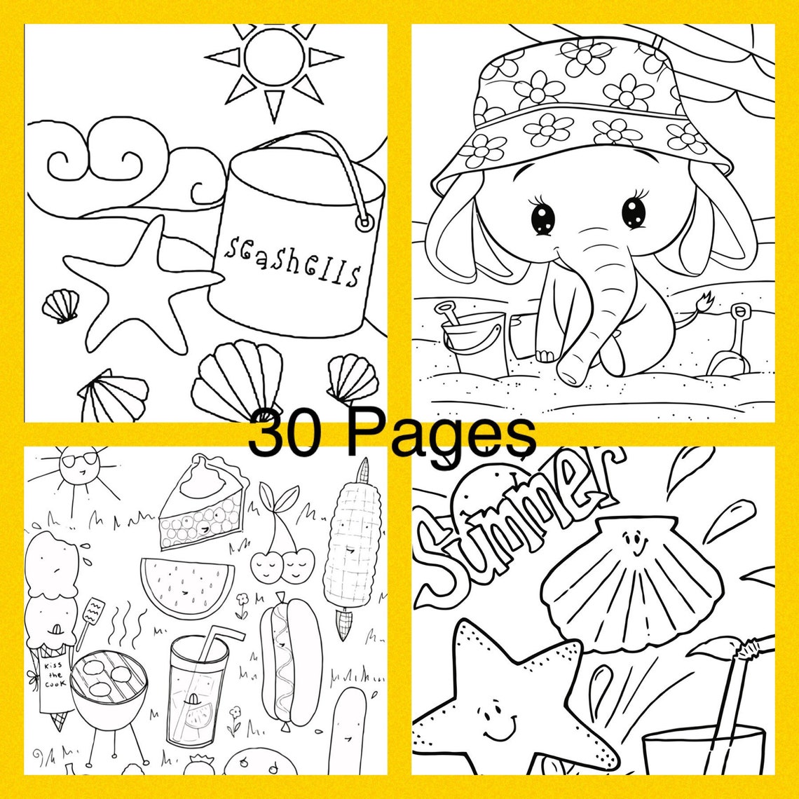 Seasons Summer Printable Coloring Pages-instant Download - Etsy