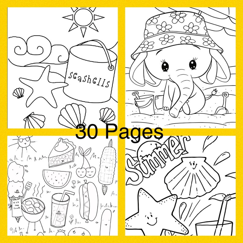 Seasons Summer Printable Coloring Pages-instant Download- - Etsy