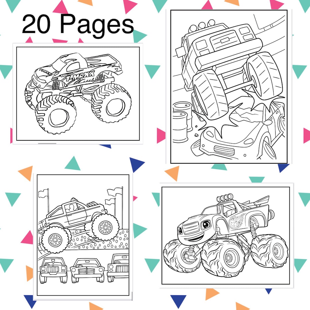 Monster Truck 20 Printable Coloring Pages-instant Download- - Etsy