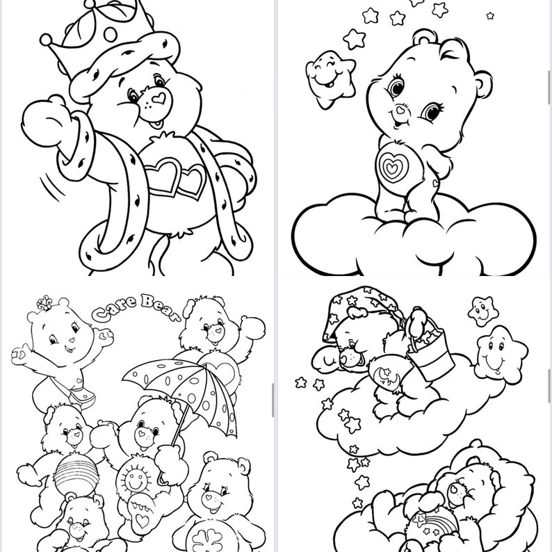Care Bear Printable Coloring Pages- - Etsy