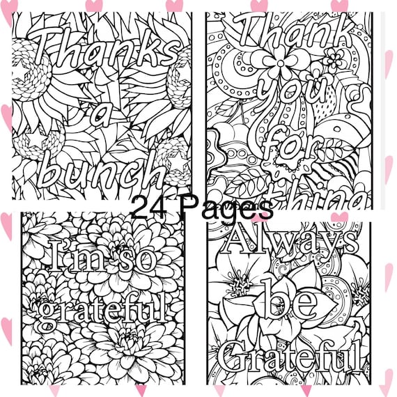Gratitude Printable Coloring Pages-instant Download-coloring | Etsy