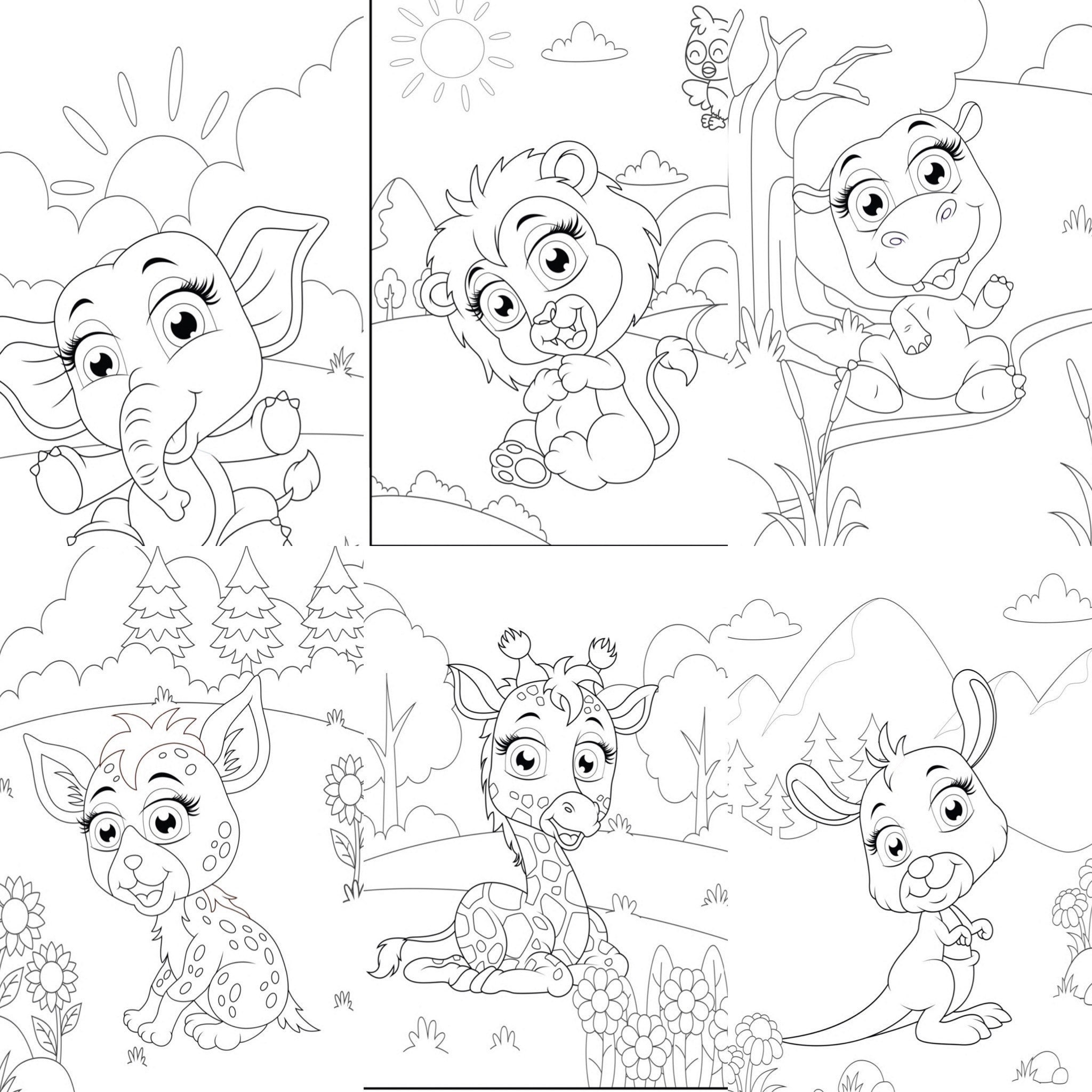 Baby Animals Printable Coloring Pages- - Etsy