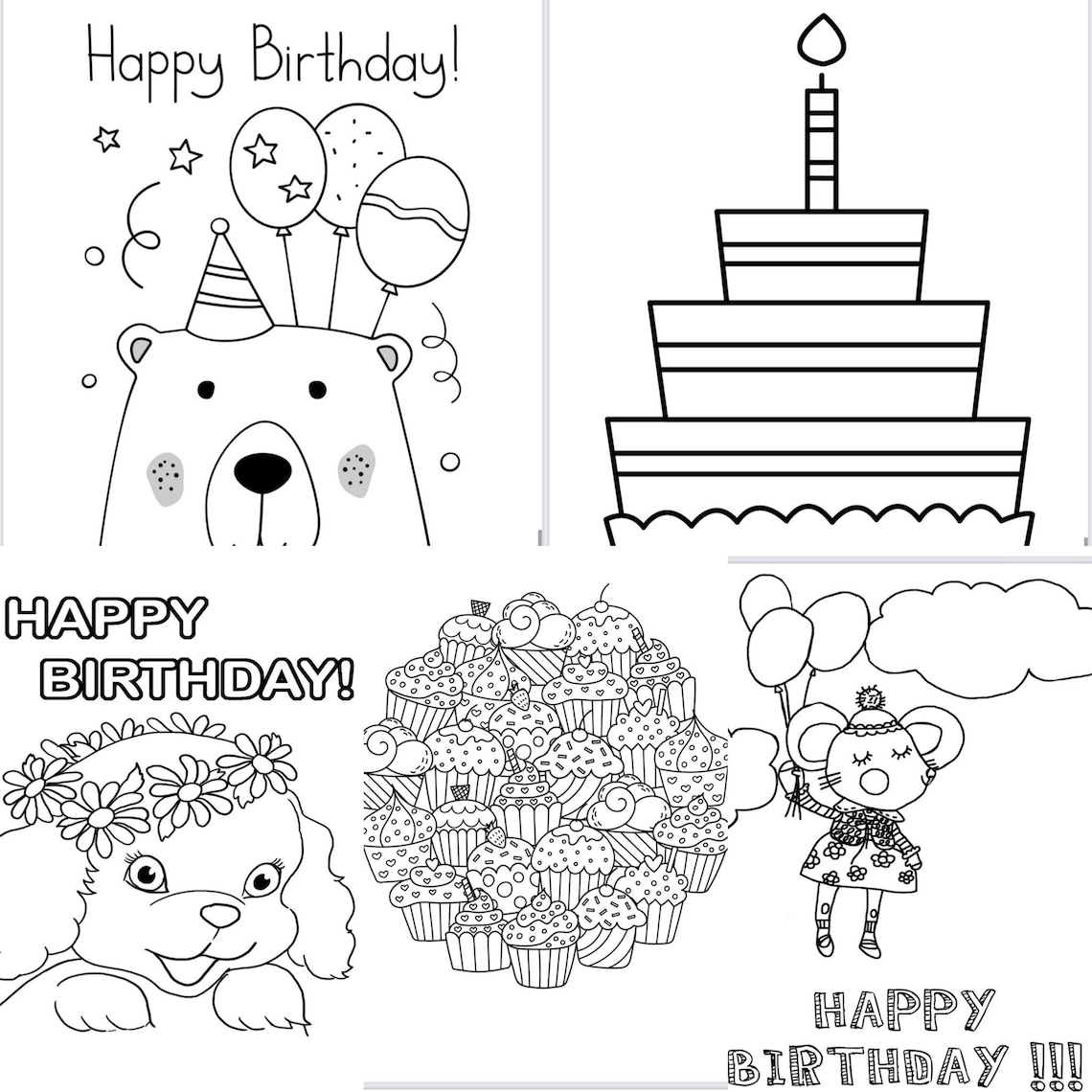 Happy Birthday 40 Printable Coloring Pages-fun Activity for Kids ...