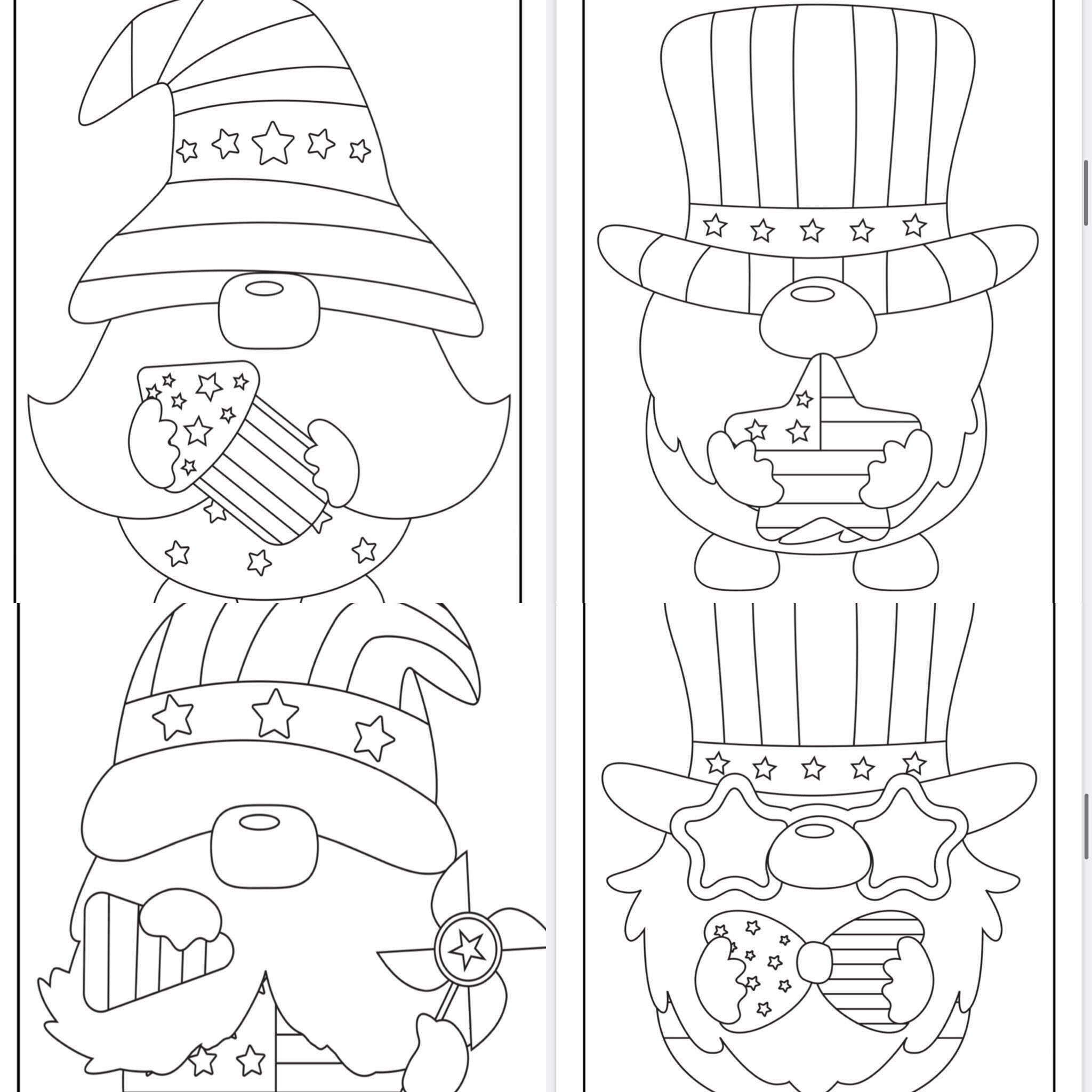 Fourth of July Independence Day Gnomes Coloring Pages for Children ...