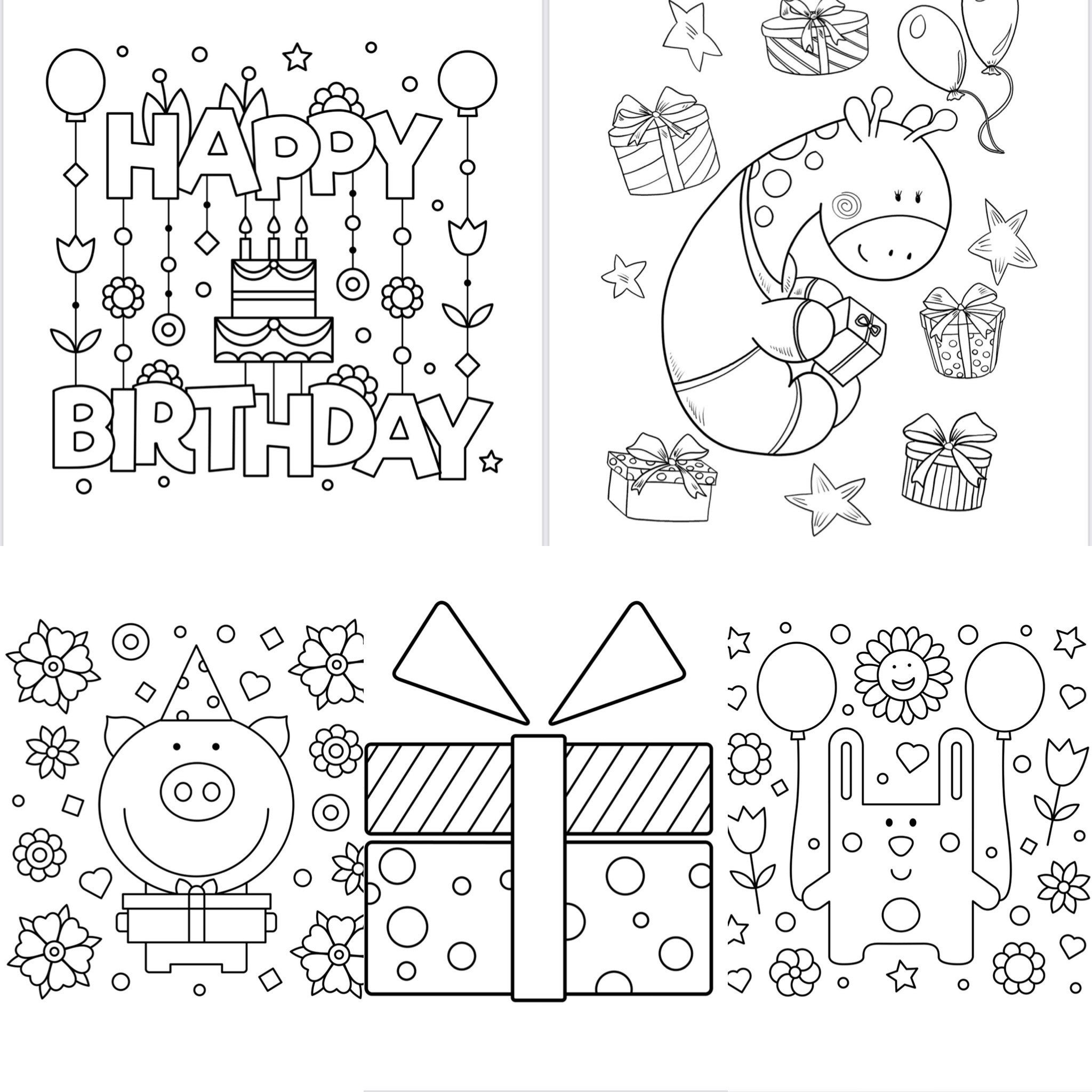 Happy Birthday 40 Printable Coloring Pages-fun Activity for Kids ...