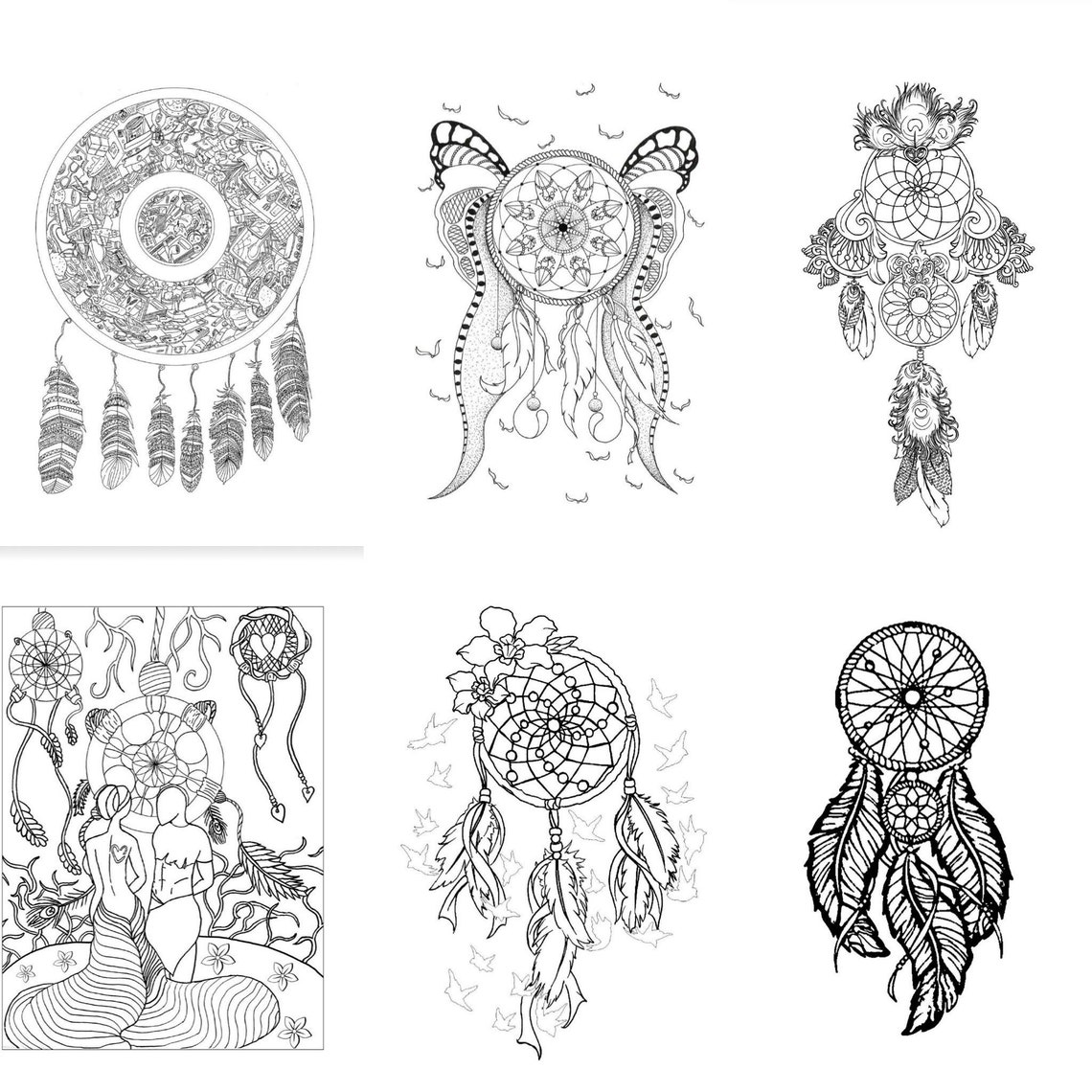 Dream Catcher Printable Coloring Pages-instant Download-adult and Teen ...