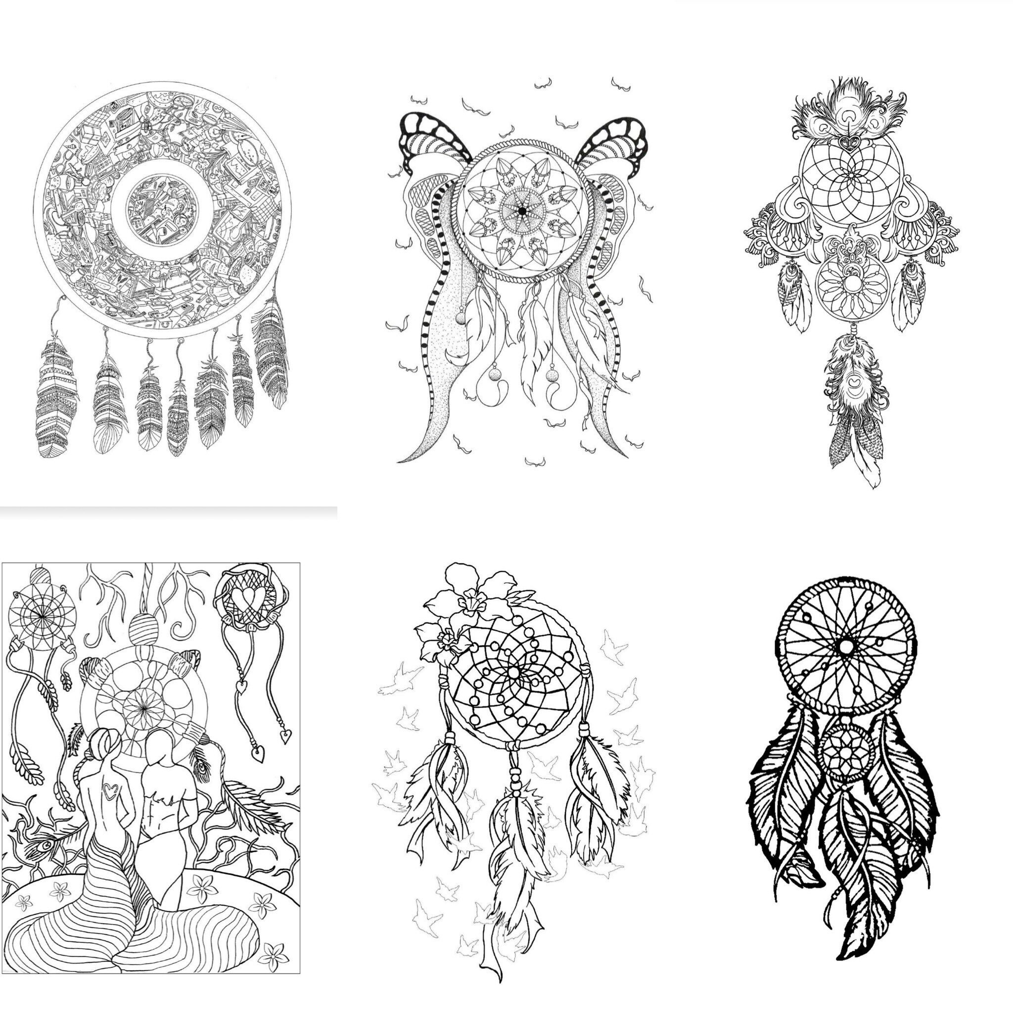 Dream Catcher Printable Coloring Pages-instant Download-adult and Teen ...