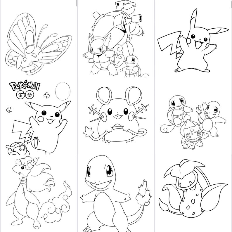 Pokemon Coloring Pages-anime Art-kids Fun Activities-digital Download ...