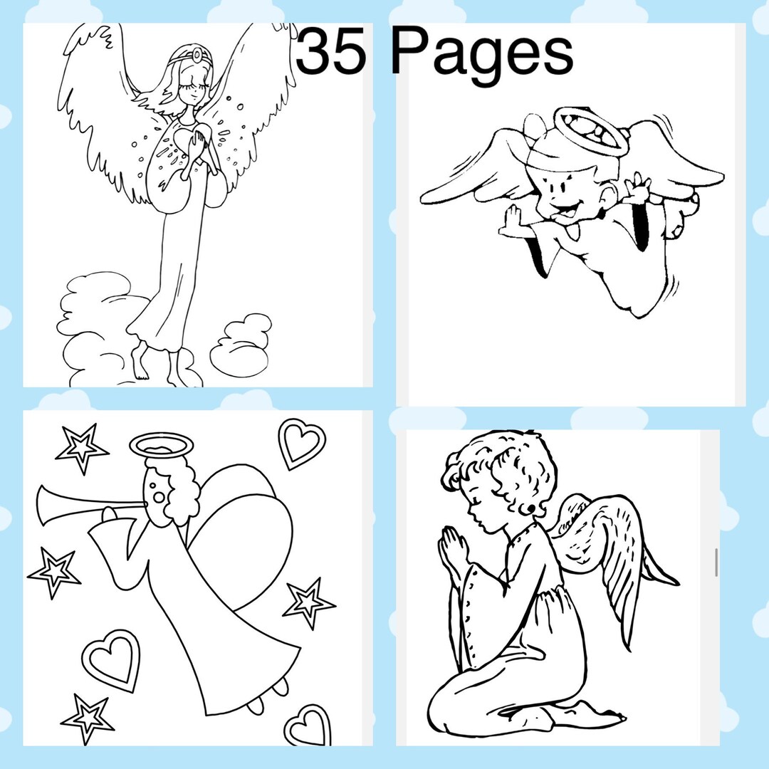 Angels 35 Printable Coloring Pages-instant Download-character Coloring ...