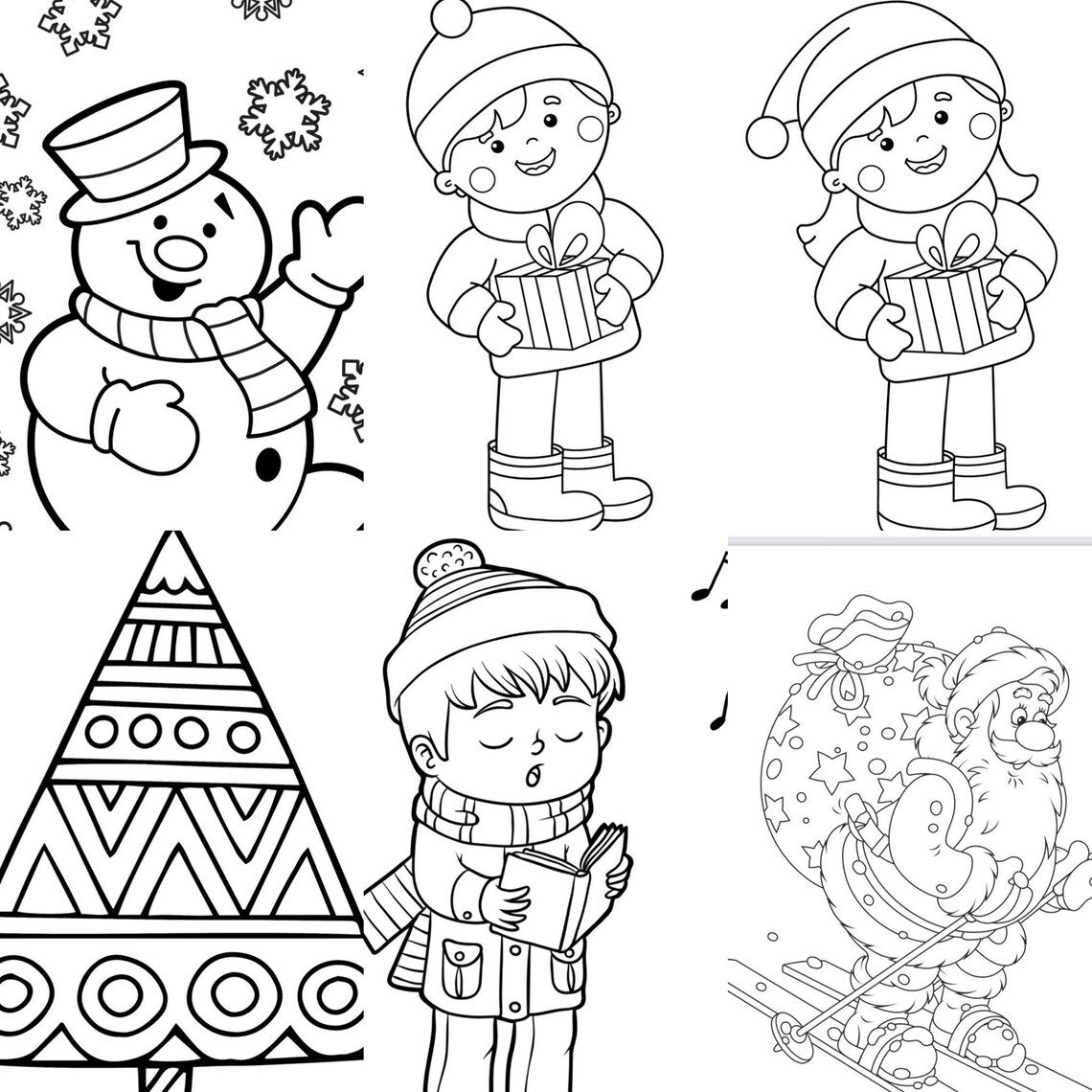Christmas Printable Coloring Pages for Kids-holiday Activity | Etsy