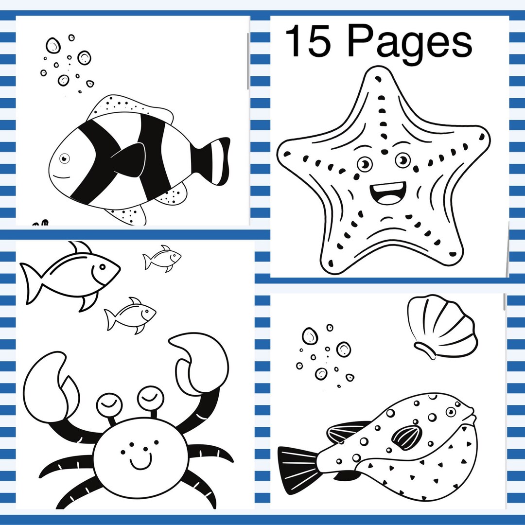 Sea Life 15 Printable Coloring Pages-instant Download-fun Activity for ...