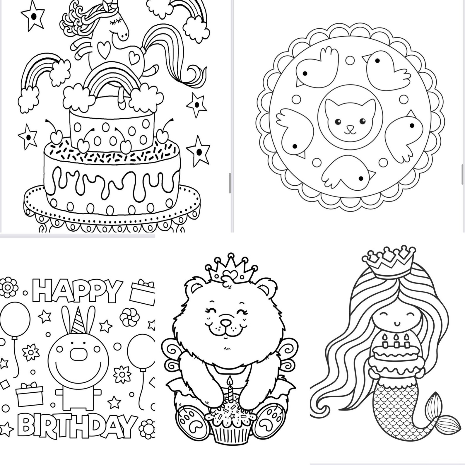 Happy Birthday 40 Printable Coloring Pages-fun Activity for Kids ...
