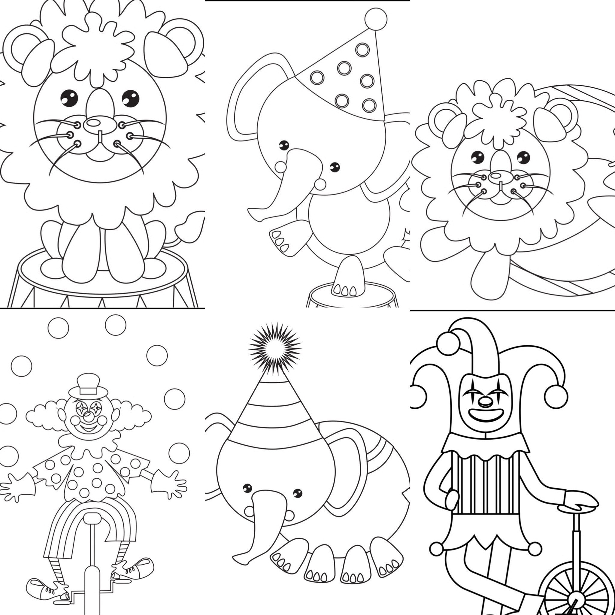 Circus Clowns 50 Printable Coloring Pages-kids Fun Activity-anime Art ...