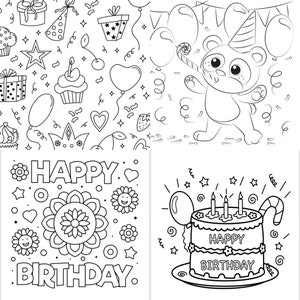 Happy Birthday 40 Printable Coloring Pages-fun Activity for Kids ...