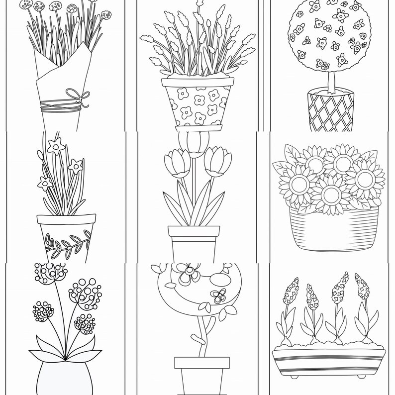 Flower Line Art Coloring Pages Flower Artwork Kids Printable Coloring ...