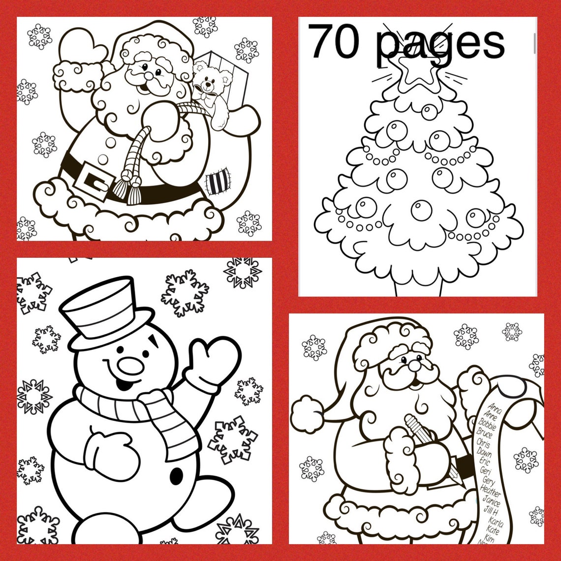 Christmas Printable Coloring Pages for Kids-holiday Activity | Etsy