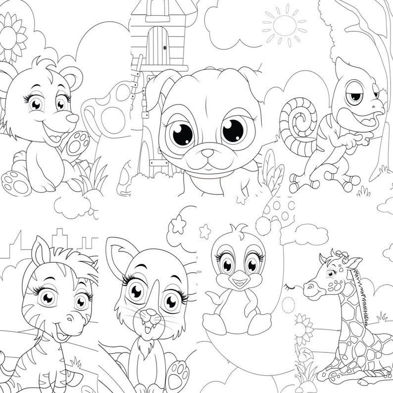 Baby Animals Printable Coloring Pages- - Etsy