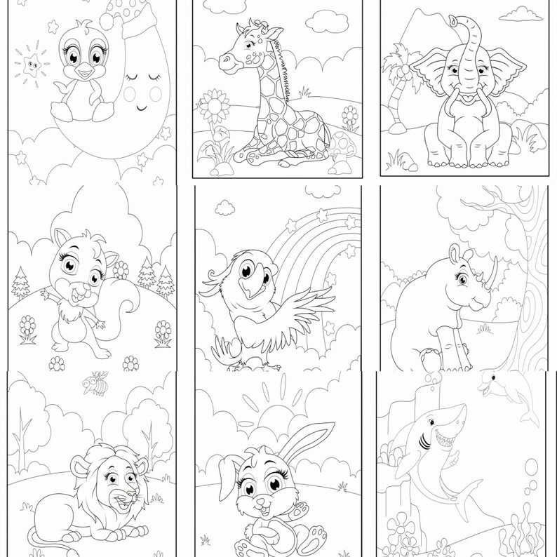 Jungle Animals Coloring Pages - Zoo Animal Art Printable Coloring ...