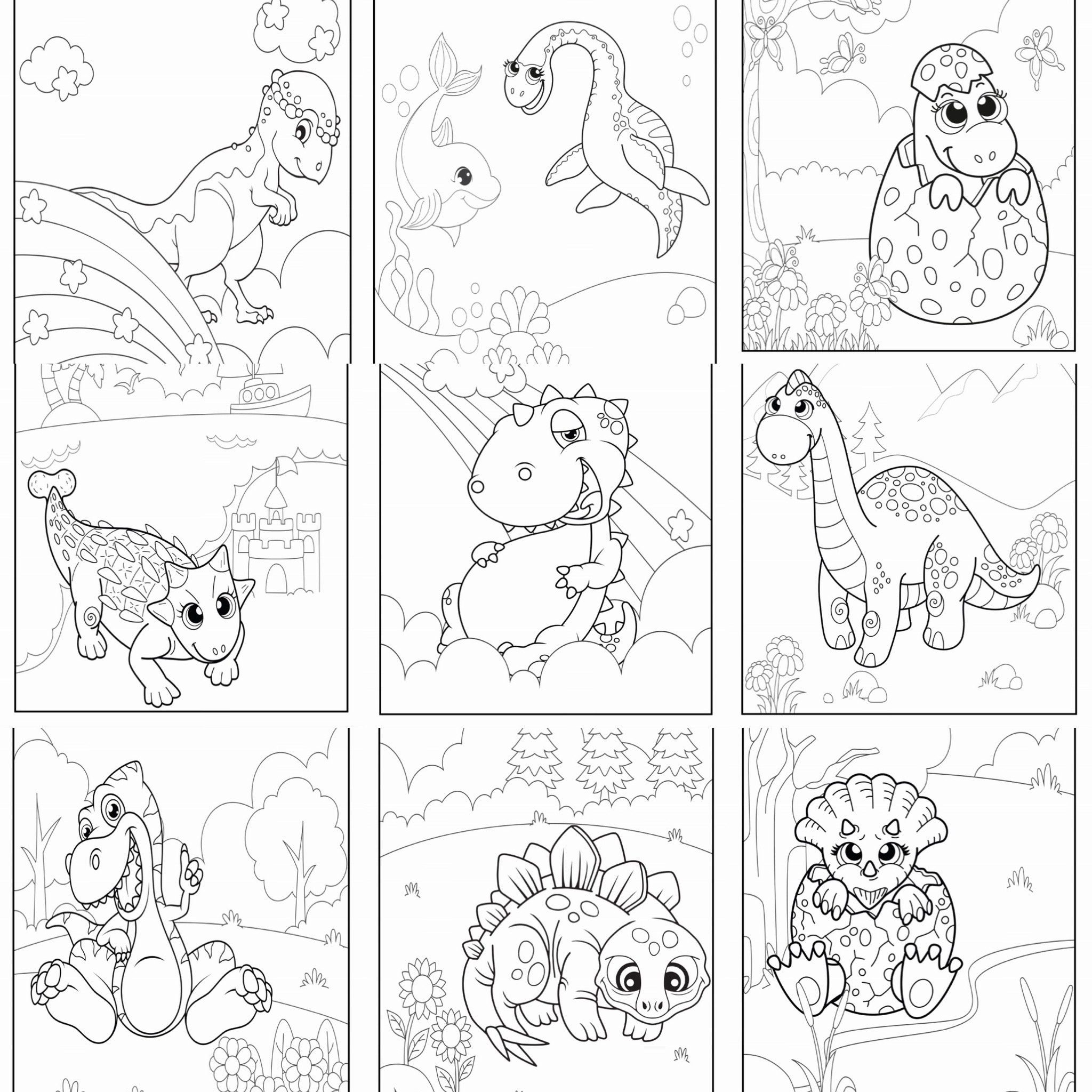Dinosaur Print Kids Coloring Pages - Dinosaur Stationery Animal ...